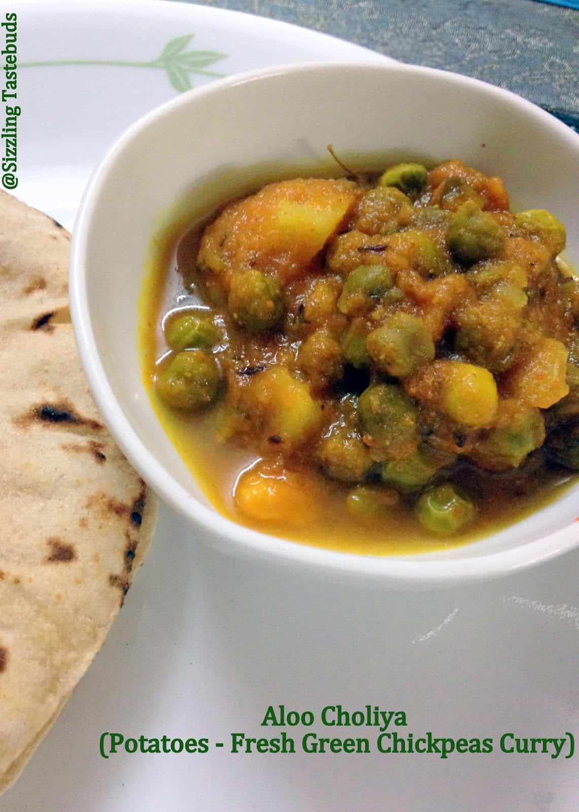 Aloo Choliya | Fresh Green Chickpeas Gravy | Sides for Roti - Sizzling ...