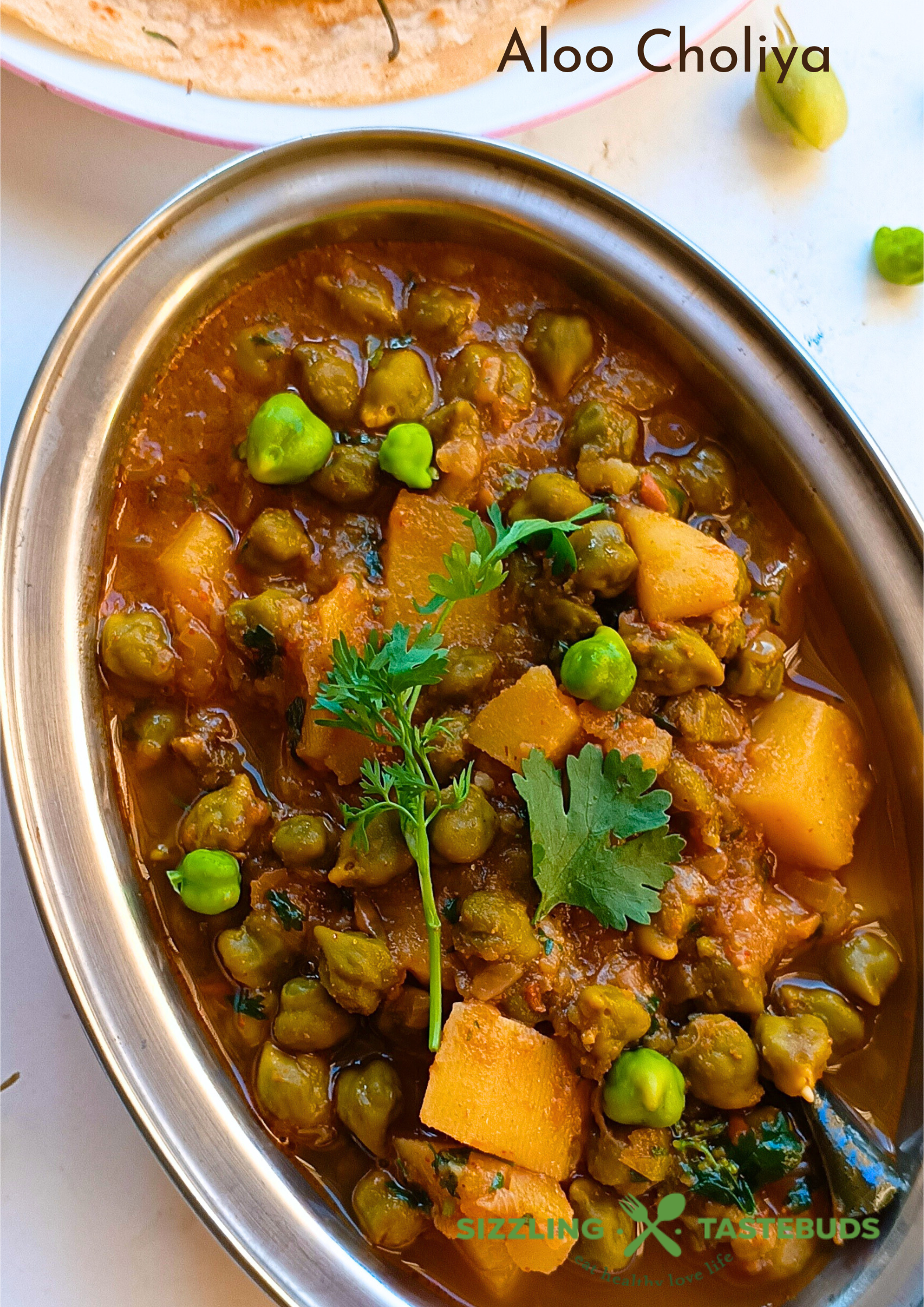 Aloo Choliya | Fresh Green Chickpeas Gravy | Sides for Roti