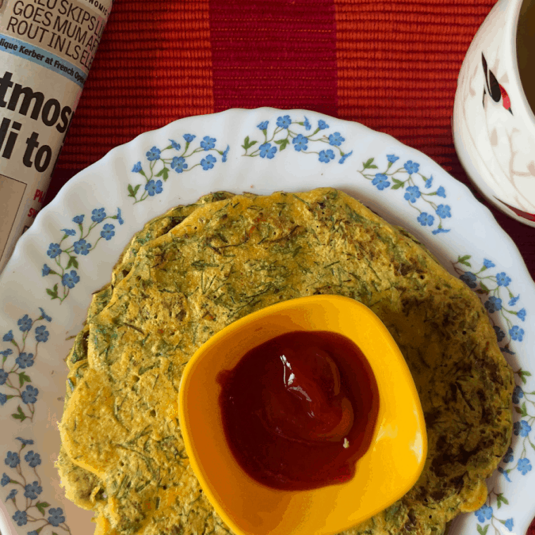 Quick Besan Pudla with Dill | Gluten Free,Vegan Breakfast