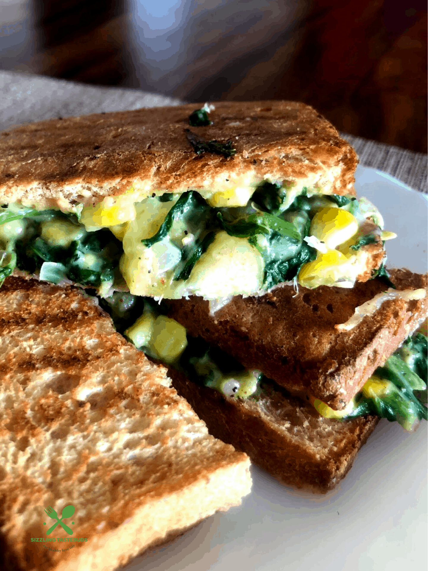 Grilled Corn Spinach Cheese Sandwich