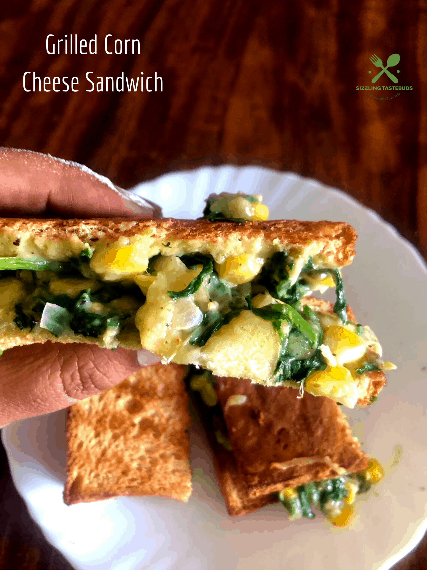 Grilled Corn Spinach Cheese Sandwich