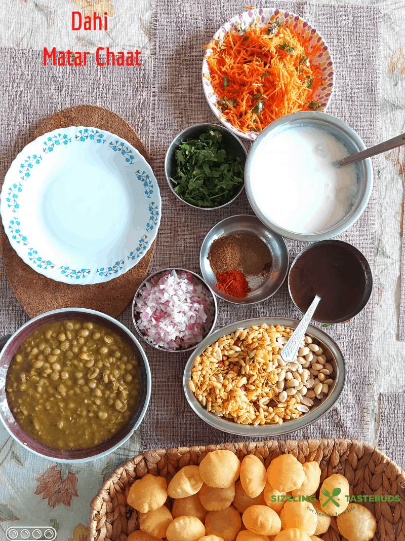 Dahi Matar Chaat~Yoghurt Peas Chaat - Sizzling Tastebuds