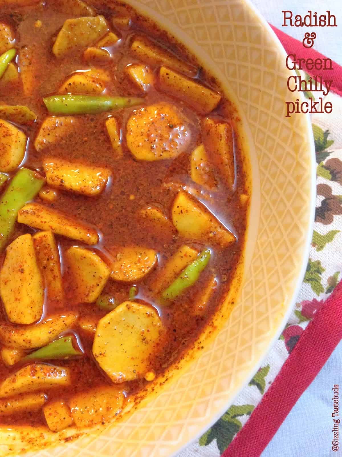 Radish - Green Chilly Pickle | Easy Pickle Recipes | Vegan recipe ...