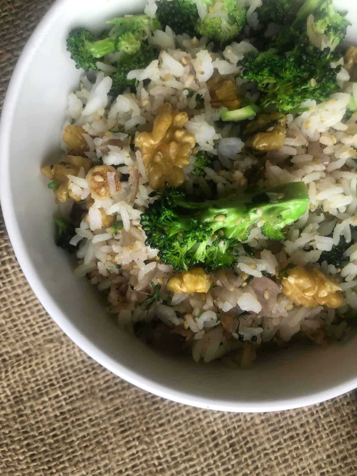 Walnut Broccoli Rice | Easy One Pot meal