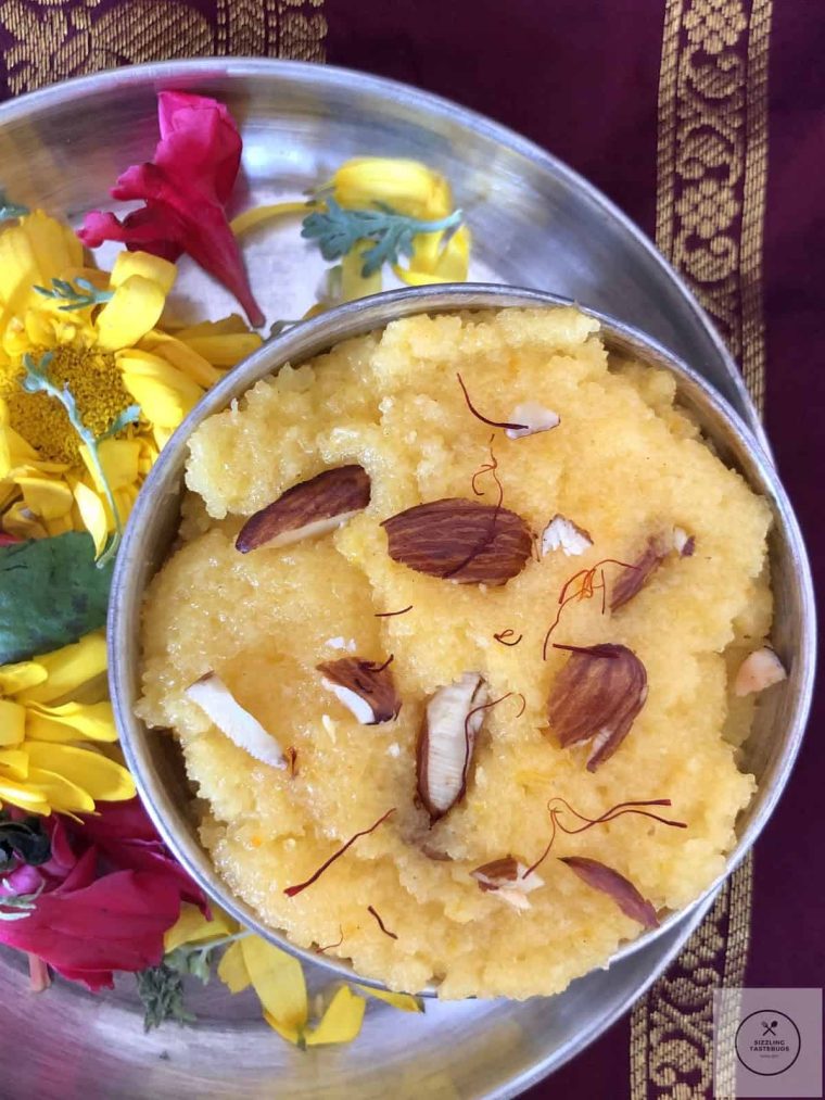 Elakkai Badam Paal Rava Kesari | Cardamom flavoured Almond pudding