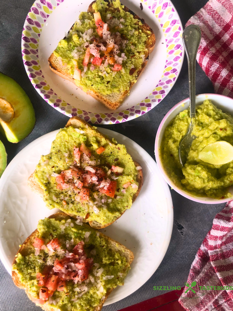 No cook Avocado Spread | Avocado Toast with Basil
